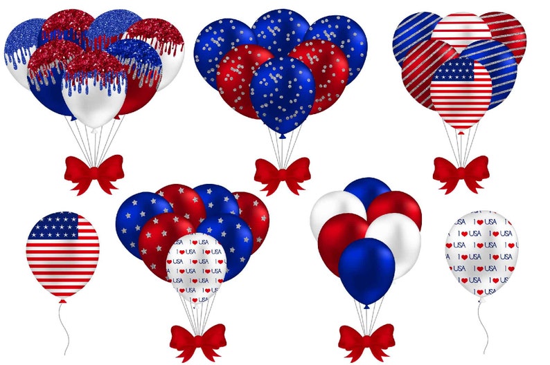 4th of July Balloons Balloon Clipart Independence Day - Etsy