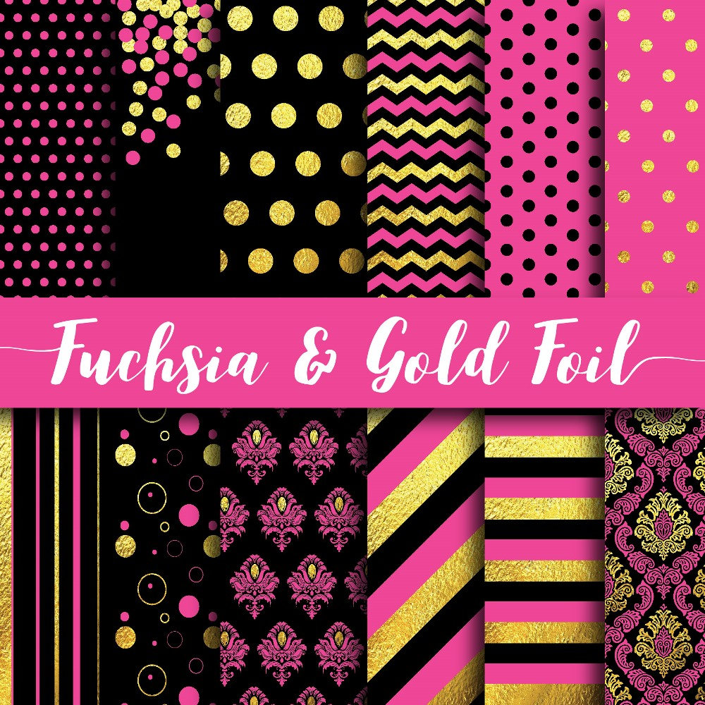Fuchsia backgrounds gold foil textures fuschia scrapbook | Etsy