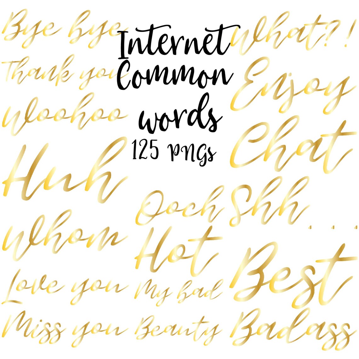 Internet Common Word Teenage Net Slang Words Phrases Gold | Etsy