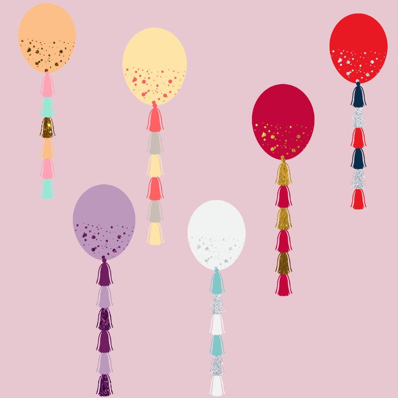 Balloon Tassels Glitter Tassels Balloon Clipart Tassels - Etsy