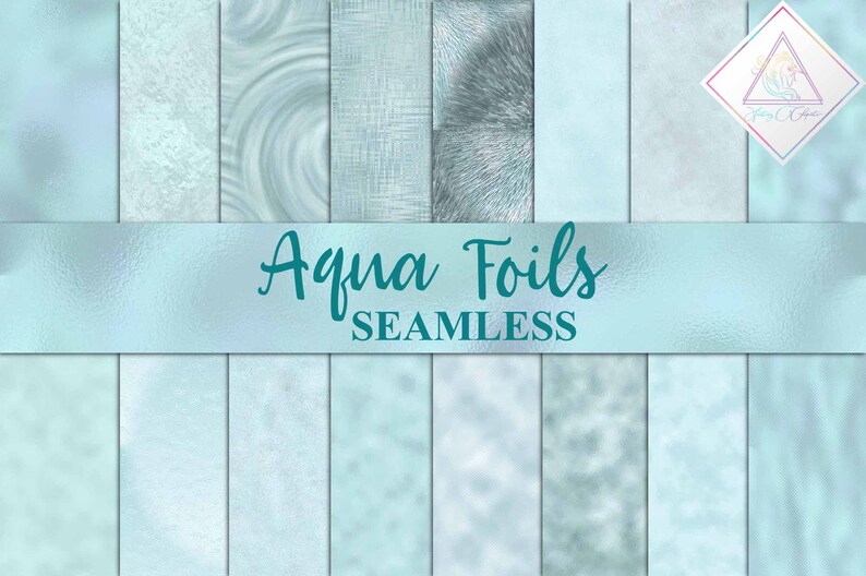 Aqua Foil Texture Seamless Pattern Blue Digital Paper - Etsy