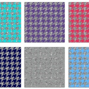 Silver Glitter, Houndstooth Pattern, Digital Paper, Seamless Patterns ...