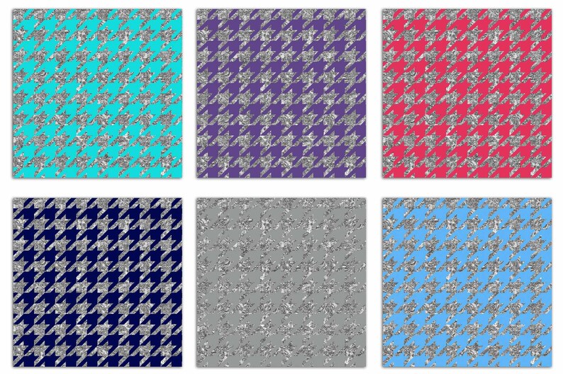 Silver Glitter Houndstooth Pattern Digital Paper Seamless - Etsy