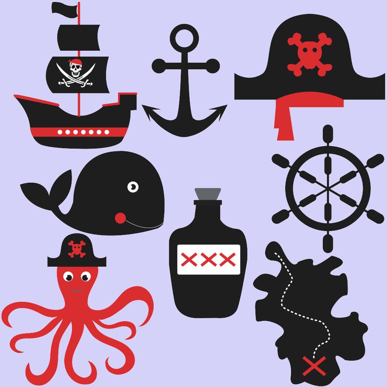 Pirates Clipart Pirate Clip Art Sailing Ship Skull Crossed - Etsy
