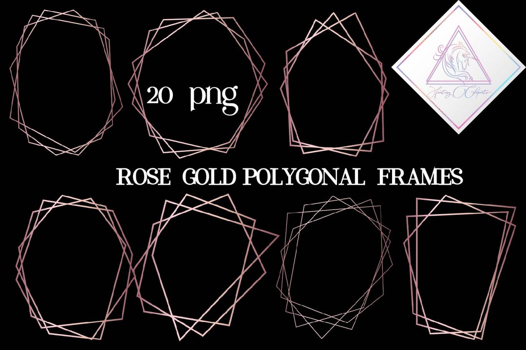 Polygonal Frames, Rose Gold, Geometric Shapes, Boho Chic Clipart ...