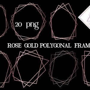 Polygonal Frames, Rose Gold, Geometric Shapes, Boho Chic Clipart ...