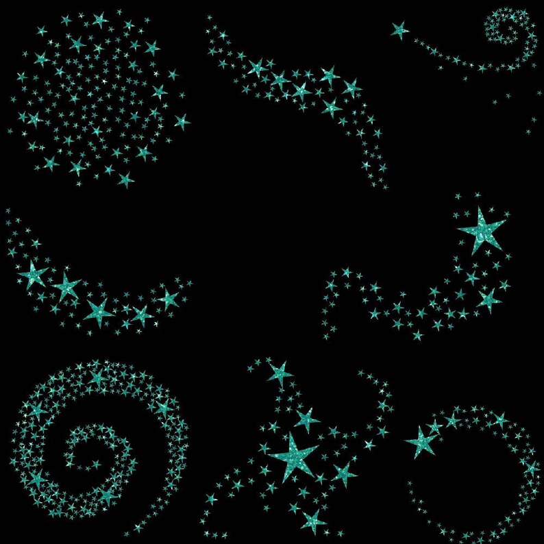 Turquoise Stars Glitter Star Clipart Swirling Stars Mermaid - Etsy