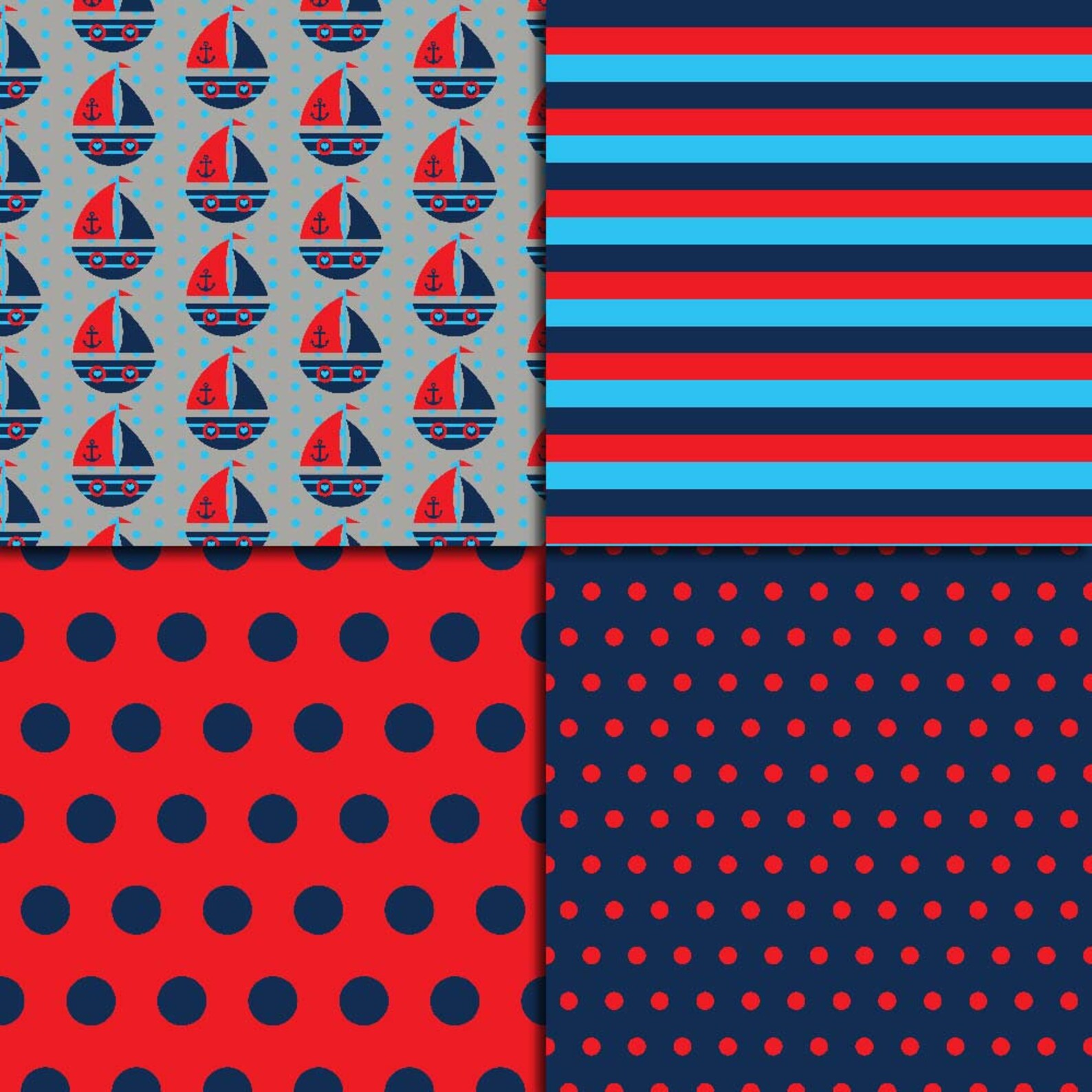 Nautical Backgrounds Blue Digital Paper Summer Birthday | Etsy