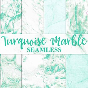 Turquoise Marble, Digital Paper, Seamless Patterns, Glitter Agate Stone ...