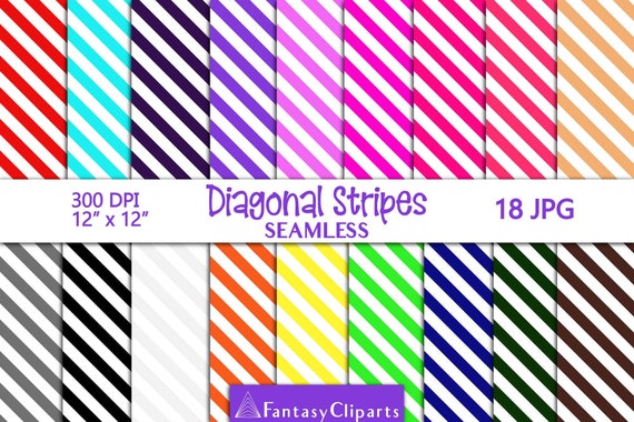 Diagonal Stripes Digital Paper | Striped Seamless Patterns | Stripe ...