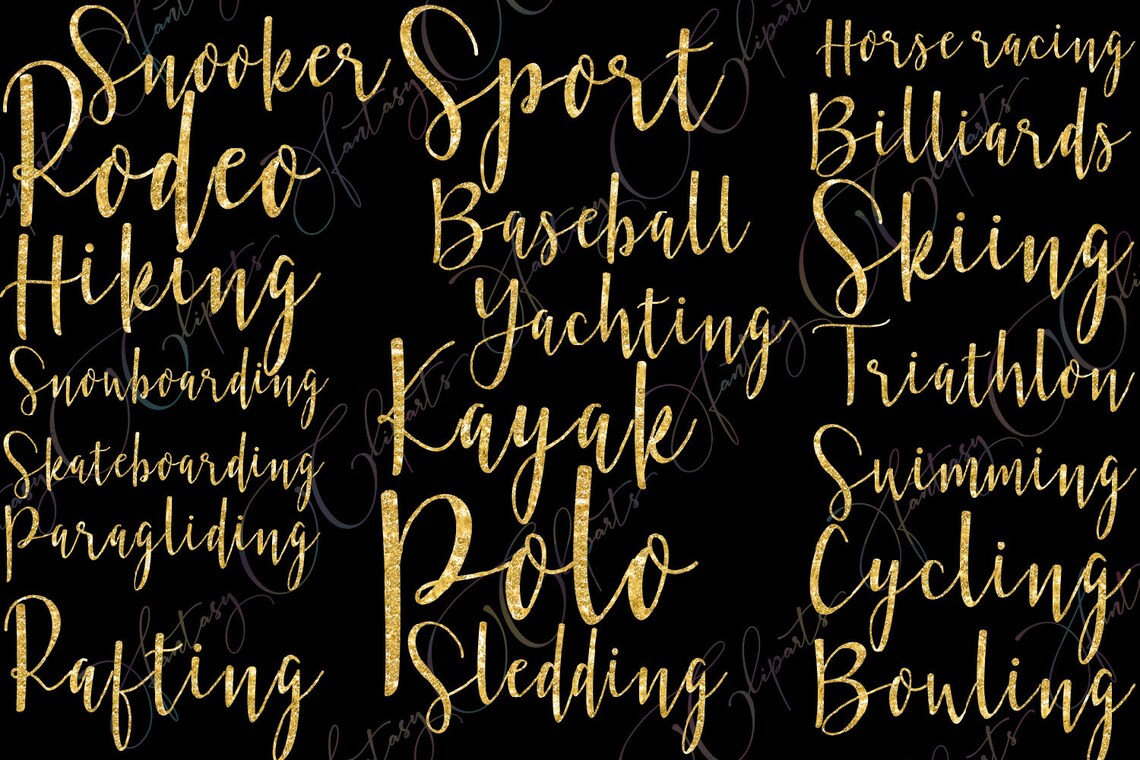 Sport Word Art in Png Color is Gold Glitter Perfect for - Etsy