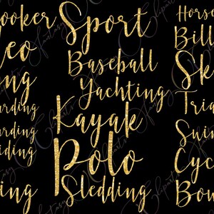 Sport Word Art in Png, Color is Gold Glitter Perfect for Planner ...