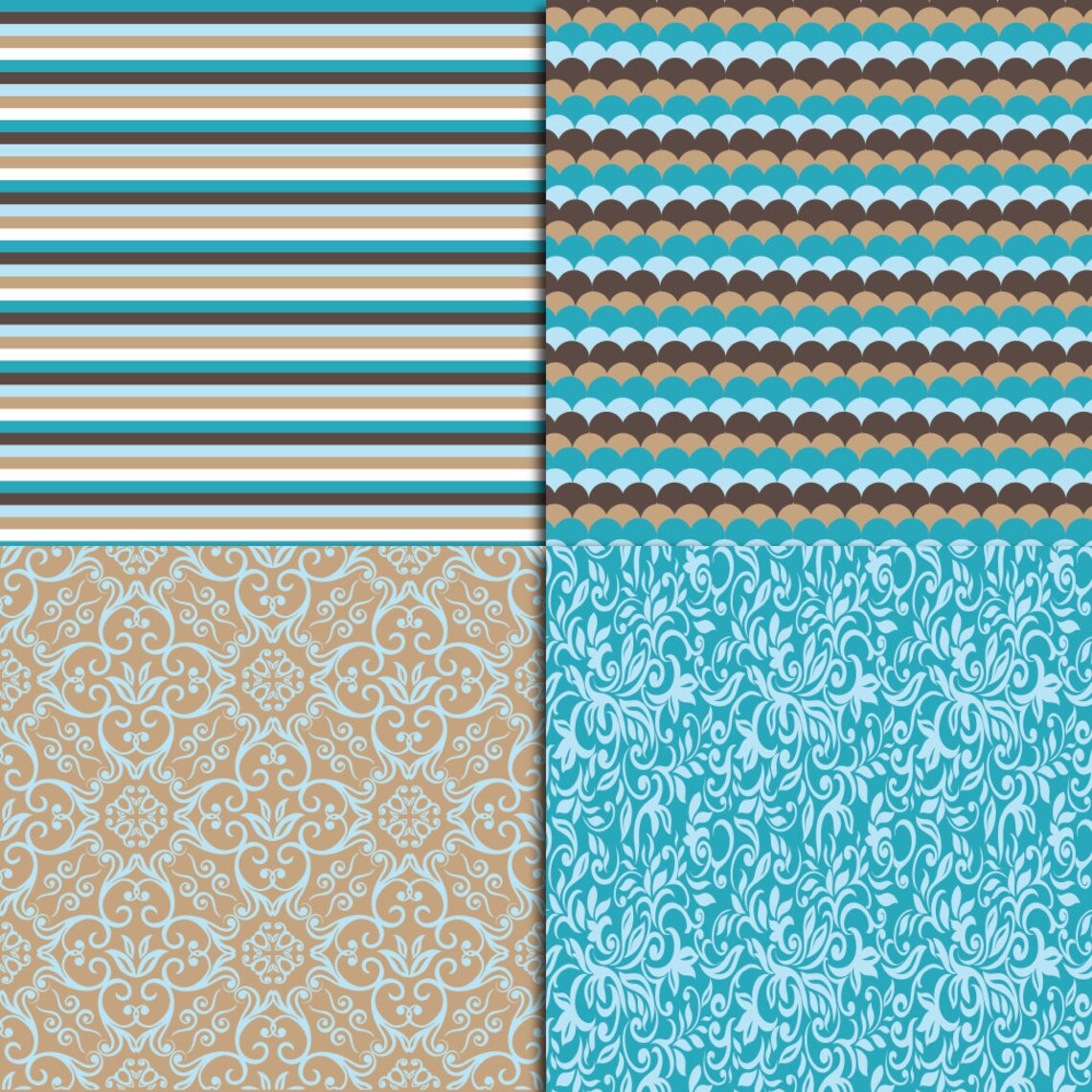 Blue and Brown Paper Digital Paper Baby Paper Pack Nursery - Etsy