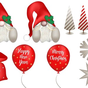 Christmas Gnomes, Gnome Clipart, Nordic Scandinavian, Red Gray Gnomies ...