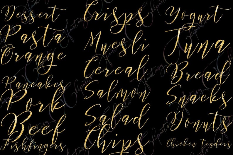 Gold Glitter Food Word Art in Png Format Golden Lettering - Etsy