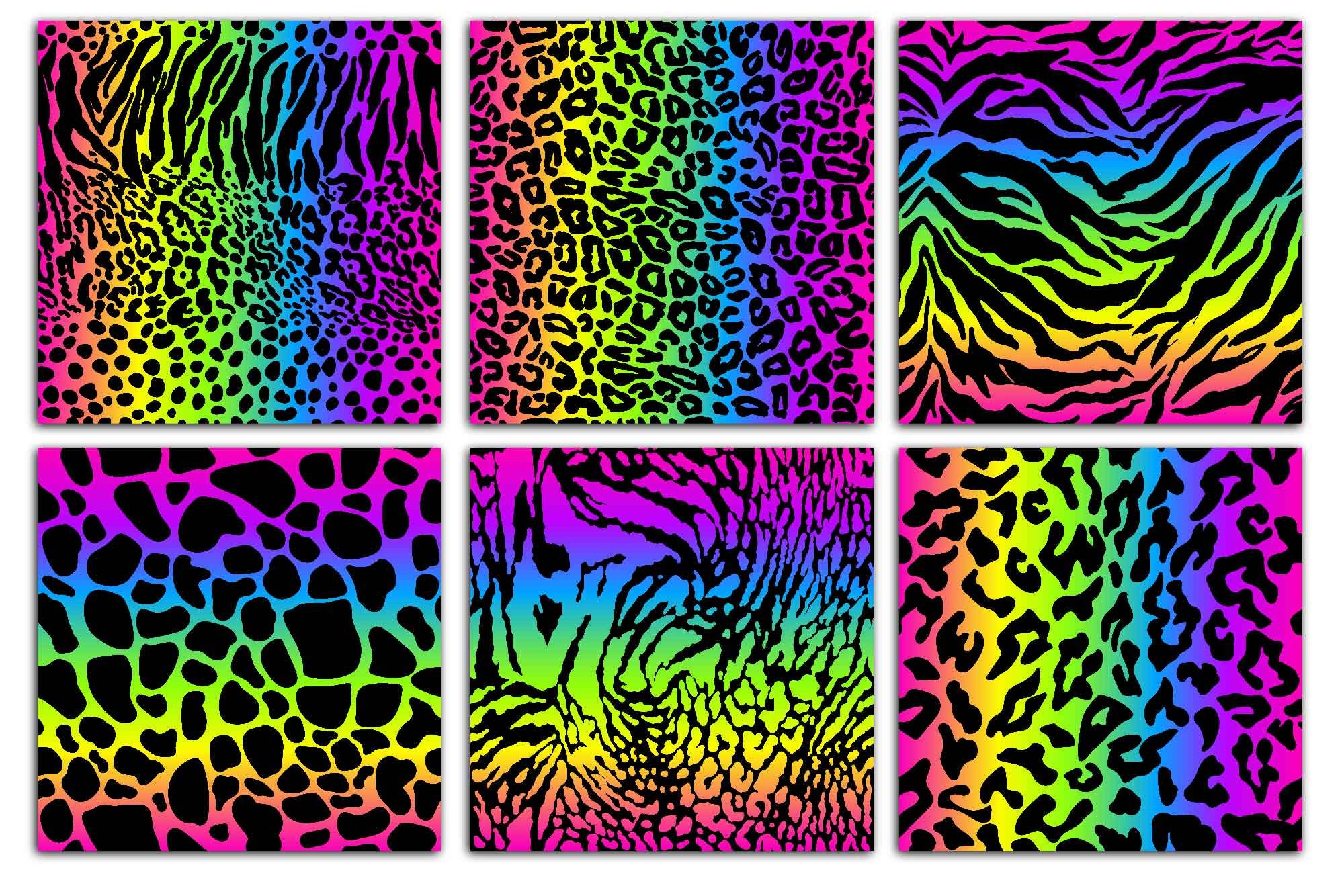 Papel digital Neon Animal Print / Rainbow Safari Seamless - Etsy México