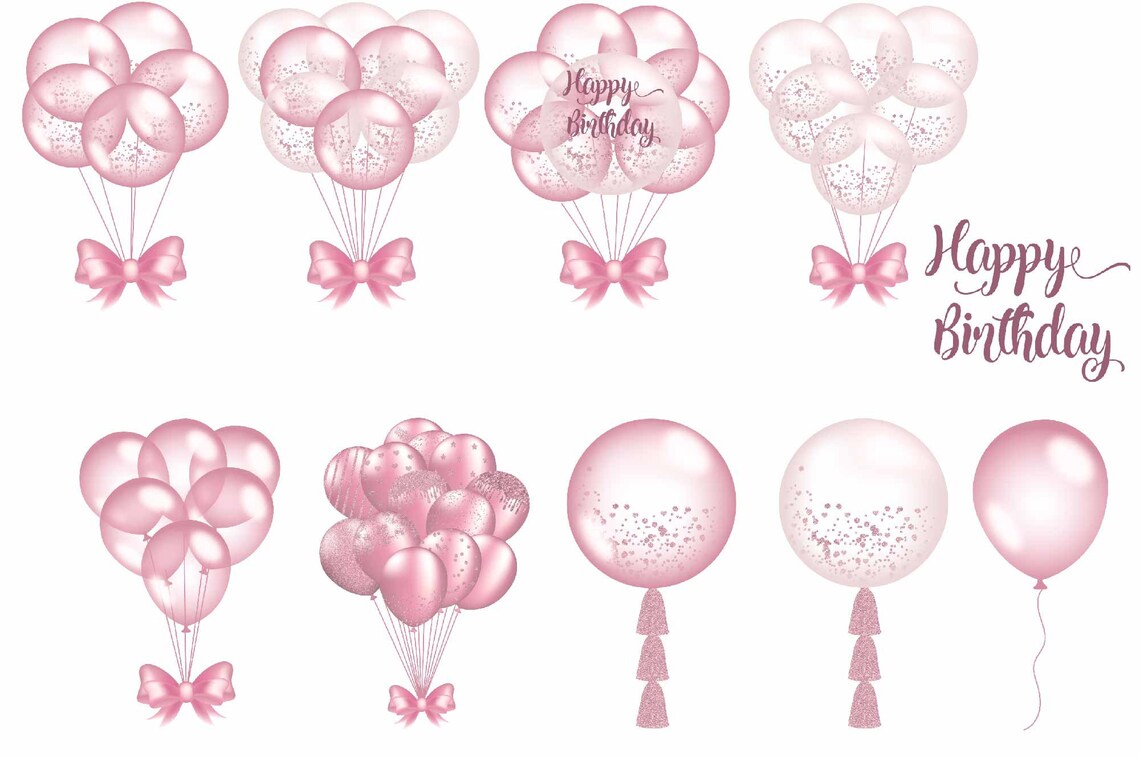 Rose Gold Balloon Balloons Bunches Bundle Clipart Party - Etsy