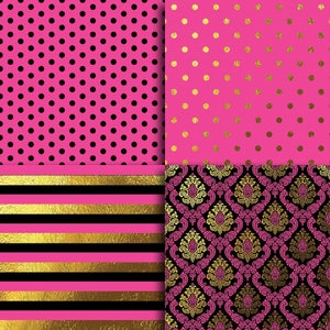 Fuchsia Backgrounds, Gold Foil Textures, Fuschia Scrapbook, Digital ...