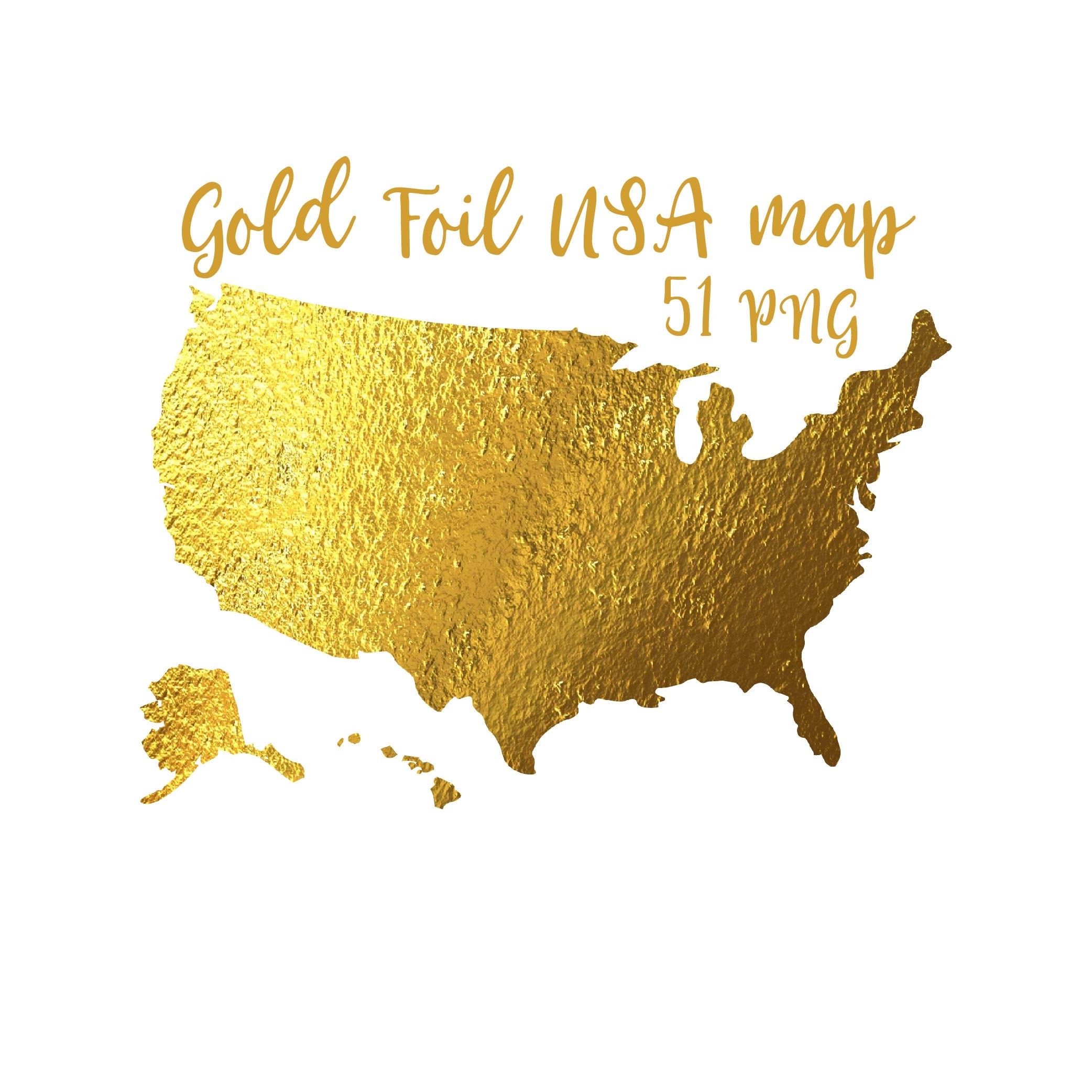 Gold Foil Usa Map American States Map Golden Maps Fantasy - Etsy