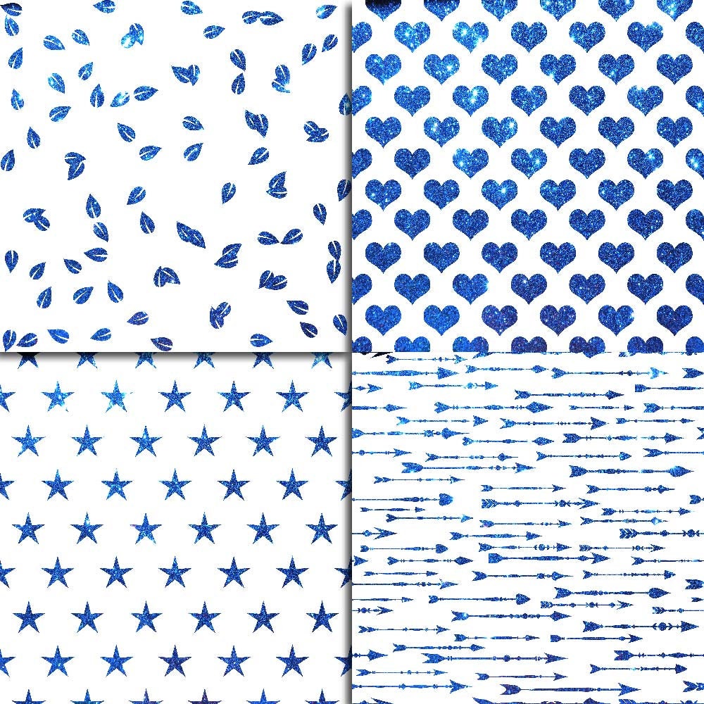 Blue glitter digital paper glitter textures white | Etsy