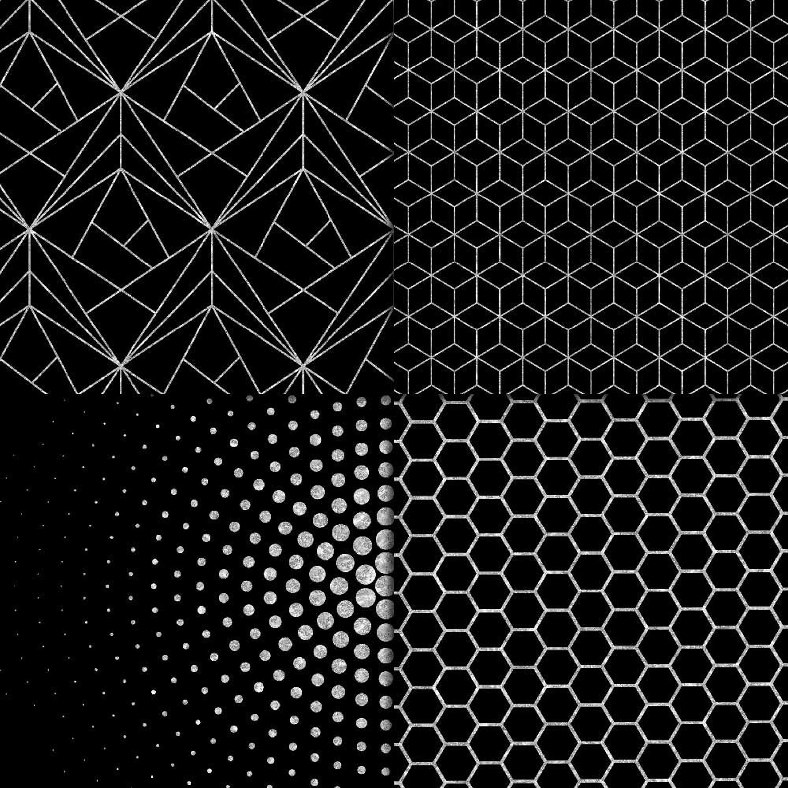 Silver Glitter Geometric Pattern Overlay Clipart in Png - Etsy