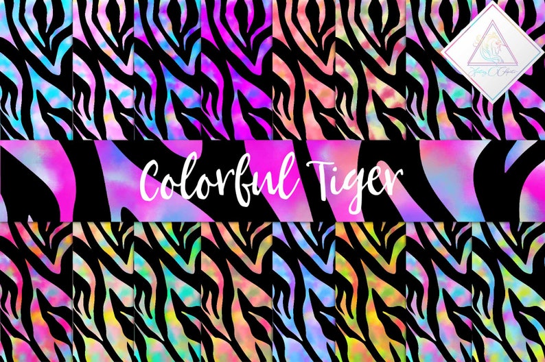 Tiger stripes colorful textures animal print digital paper | Etsy