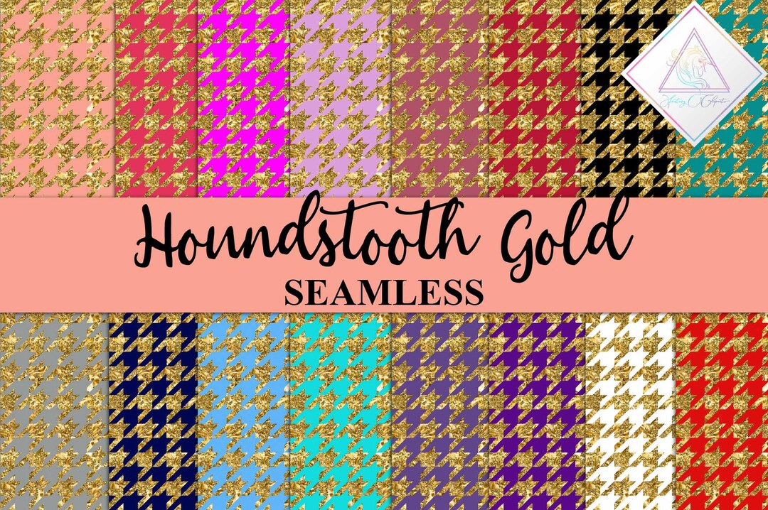 Gold Glitter, Houndstooth Pattern, Digital Paper, Seamless Patterns ...
