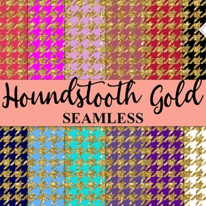 Gold Glitter, Houndstooth Pattern, Digital Paper, Seamless Patterns ...