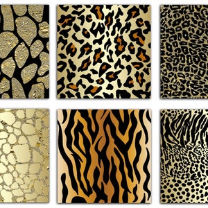 Gold Glitter Safari Animal Print Digital Paper | Cheetah Print Seamless ...