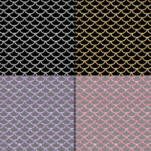 Mermaid Scales Digital Paper Made by Fantasy Cliparts, Black ...