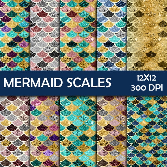 Glitter mermaid scales digital paper in jpg format, woman fish scale ...