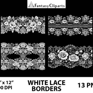 White Lace Borders Overlay Clipart Light Halloween Gothic Dividers ...