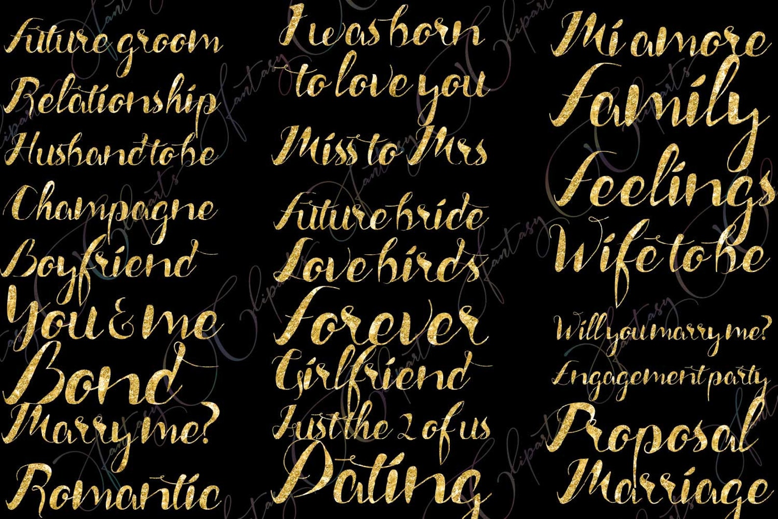 Engagement Word Art in Png Made by Fantasy Cliparts We Are | Etsy