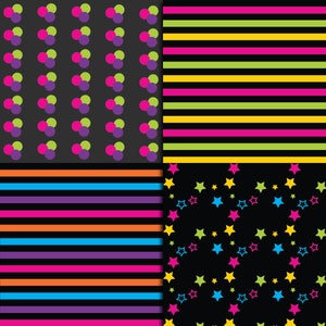 Neon Paper Pack, Neon Digital Paper, Colorful Backgrounds, Neon Party ...