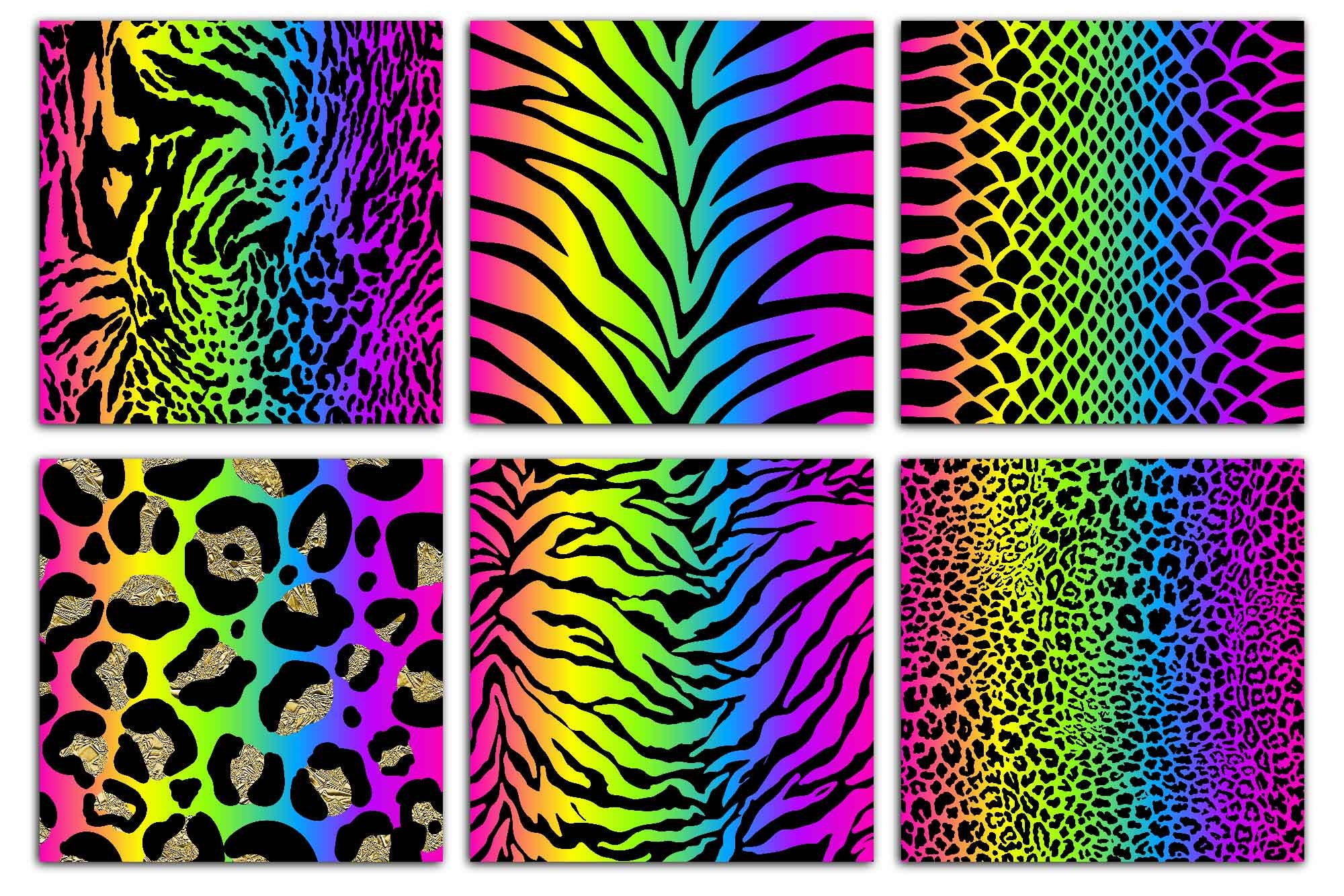 Papel digital Neon Animal Print / Rainbow Safari Seamless - Etsy México