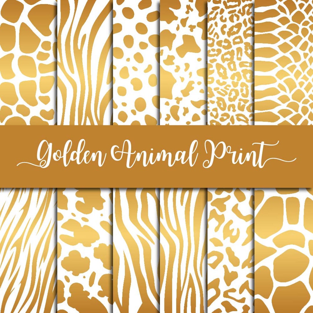 Gold Animal Print,digital Paper, Animal Skin Snake, Crocodile Pattern ...