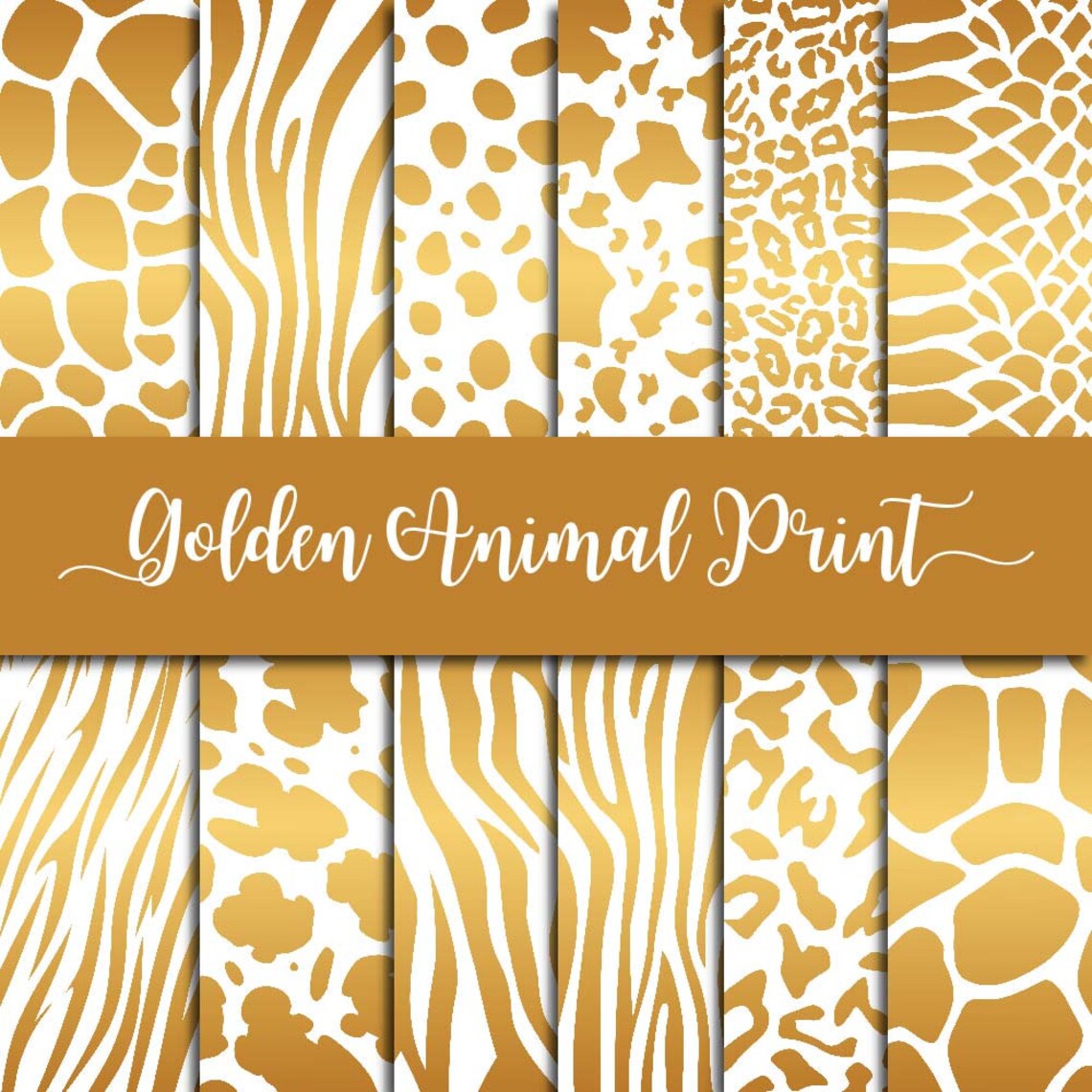 Gold Animal Printdigital Paper Animal Skin Snake Crocodile | Etsy
