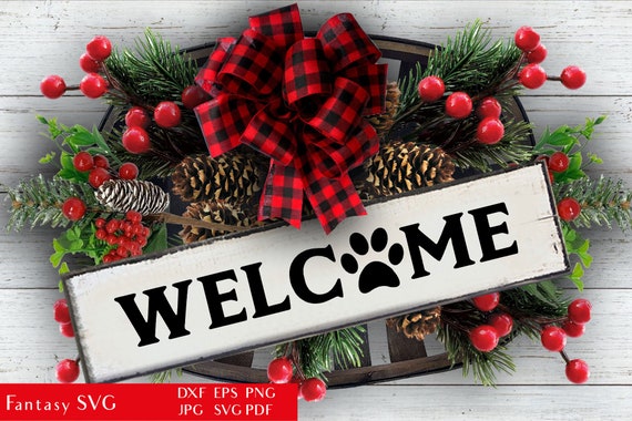 Welcome With Paw Print | Dog SVG Cut File | Cat Files For Cricut ...
