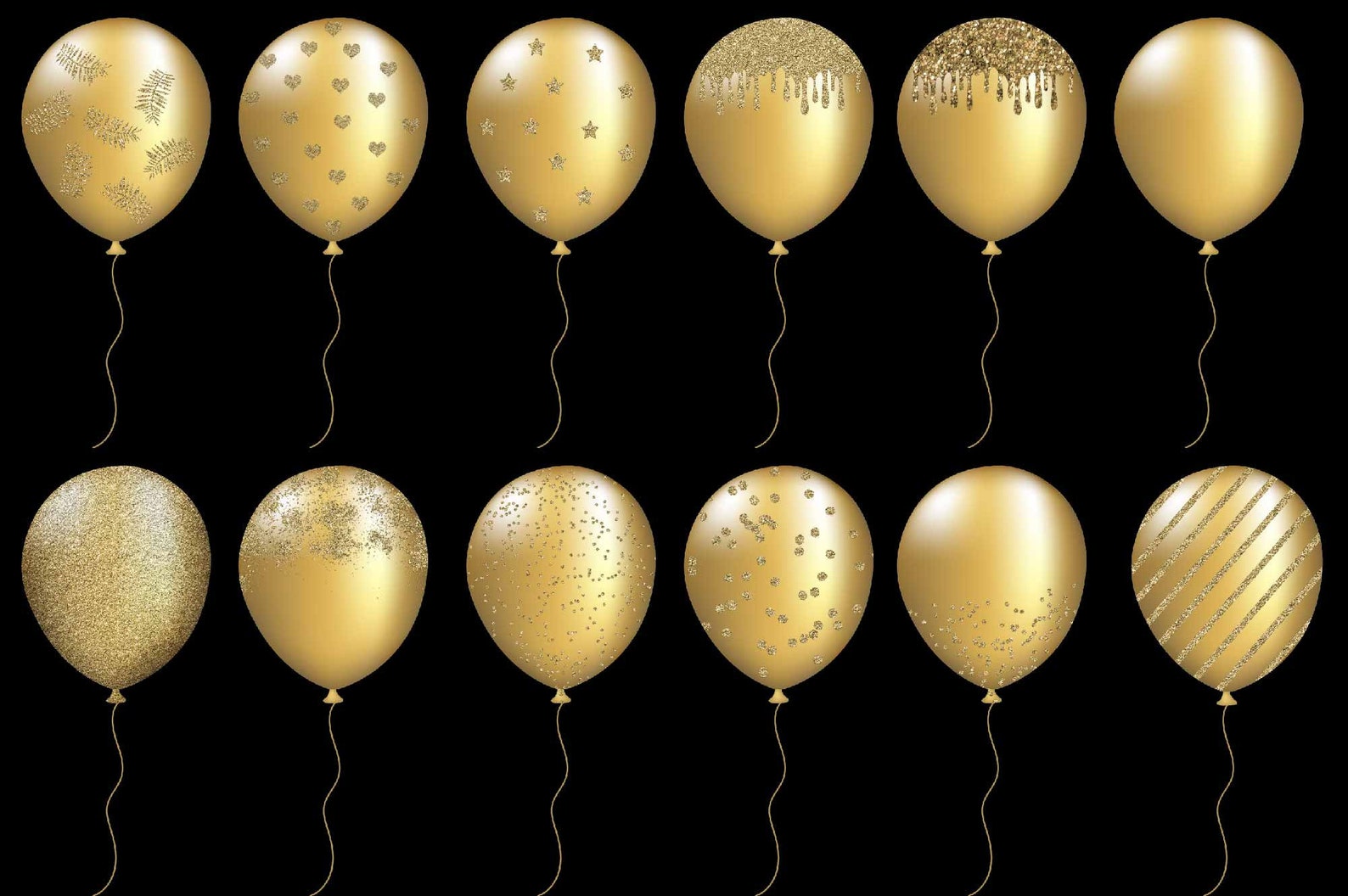 Gold Balloons, Balloon Clipart, Baby Shower Party, Transparent Png ...