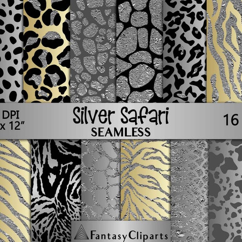 Turquoise Glitter Safari Animal Print Digital Paper Teal - Etsy
