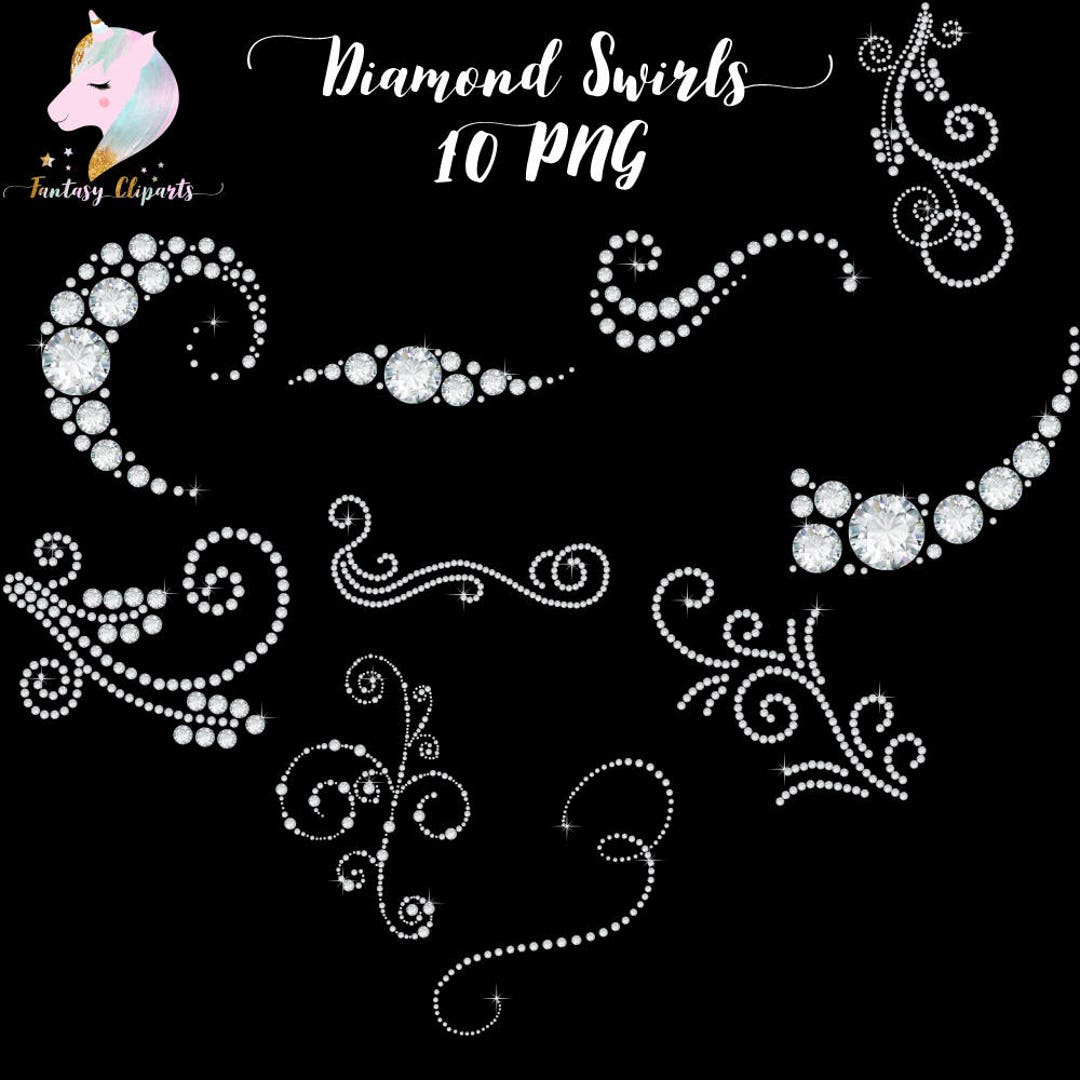 Diamond Swirls, Rhinestone Clipart, Diamonds Clip Art, Diamond Decor ...