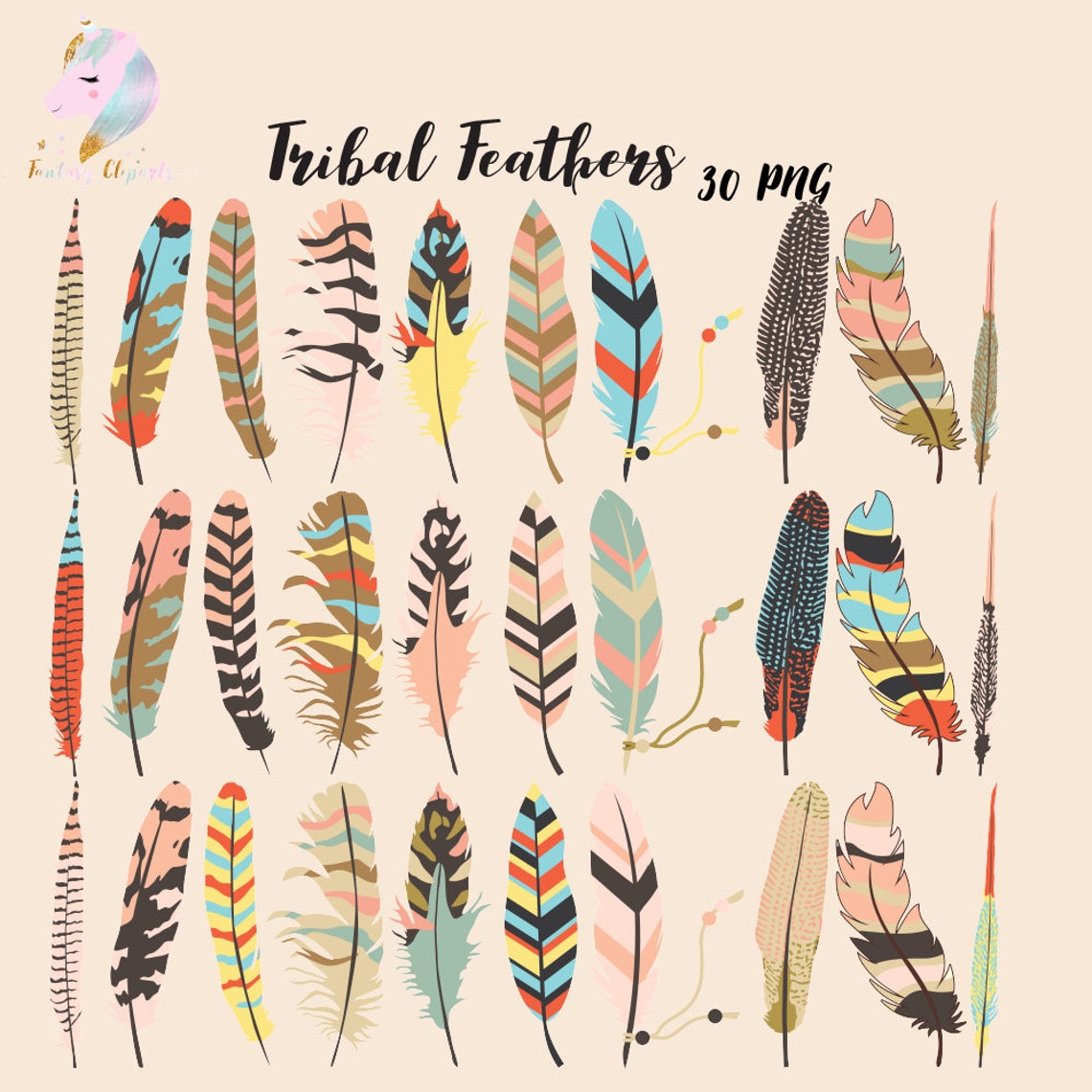 Tribal Bundle Tribal Arrows Clipart Tribal Feathers Digital - Etsy