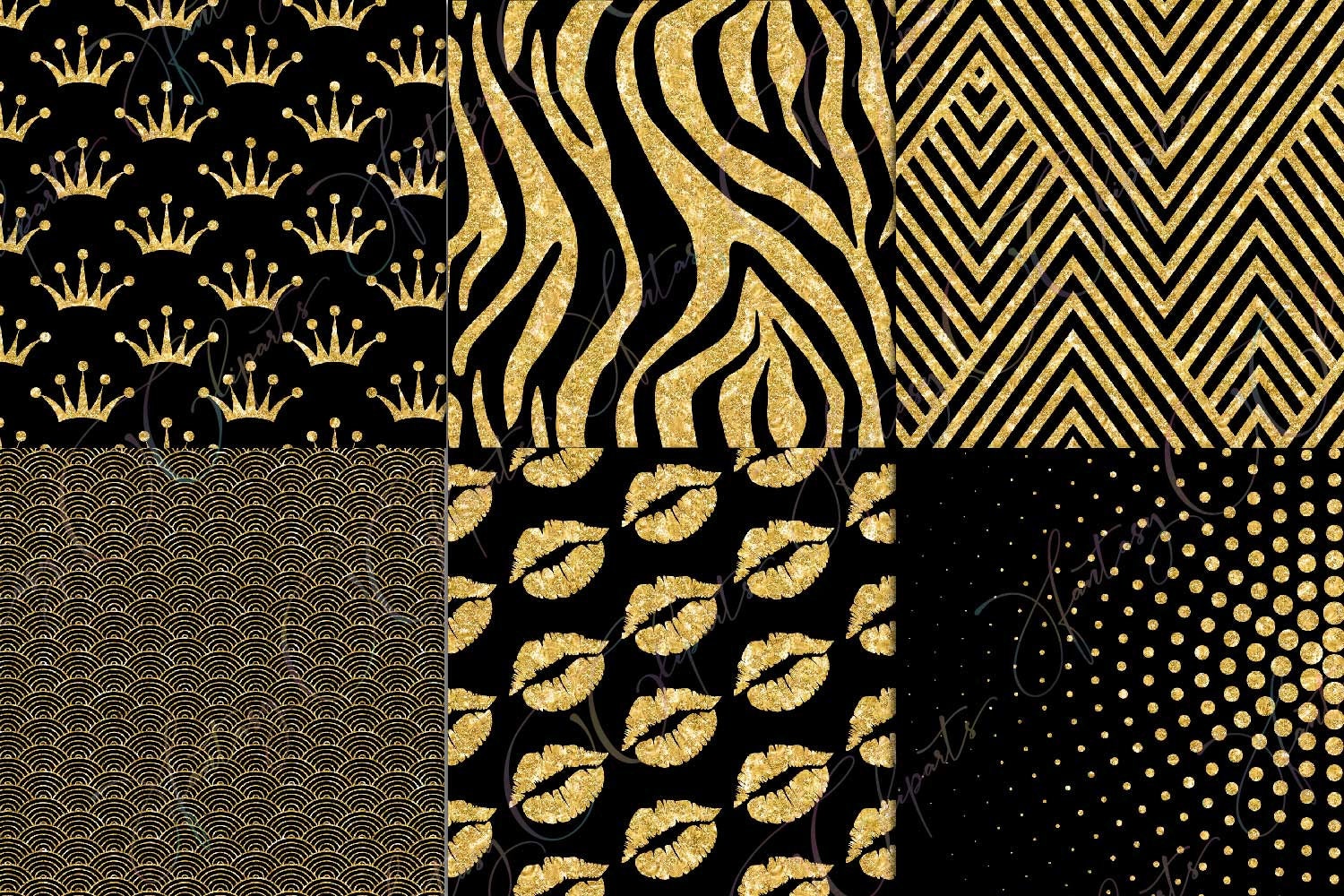 Black Glam Jpg Digital Paper Gold Glitter Golden Textures | Etsy