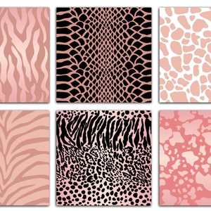 Blush Safari Animal Print Digital Paper | Rose Gold Cheetah Print ...