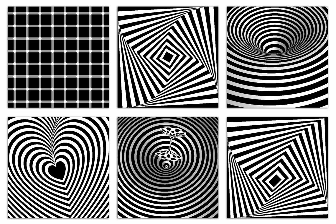 Optical Illusion, Digital Paper, Op Art Sphere, Black White, Visual ...