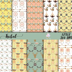 Tribal Bundle Tribal Arrows Clipart , Tribal Feathers Digital Paper ...