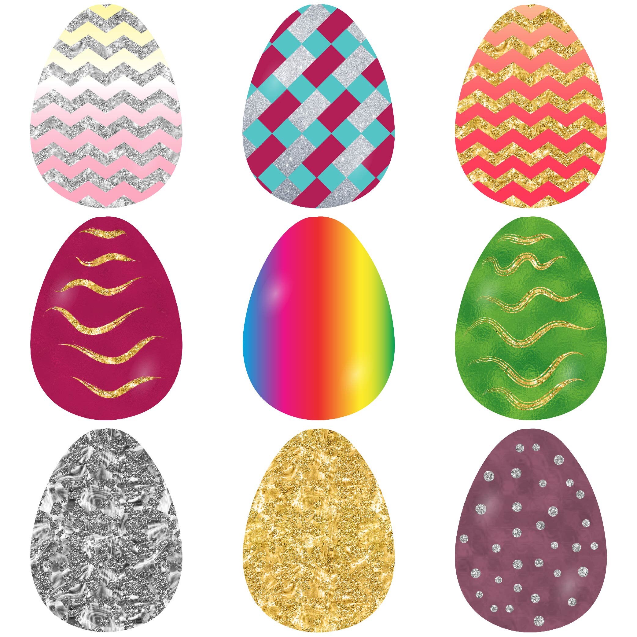 Easter Eggs Clipart Easter Clip Art Spring Graphics Gold - Etsy