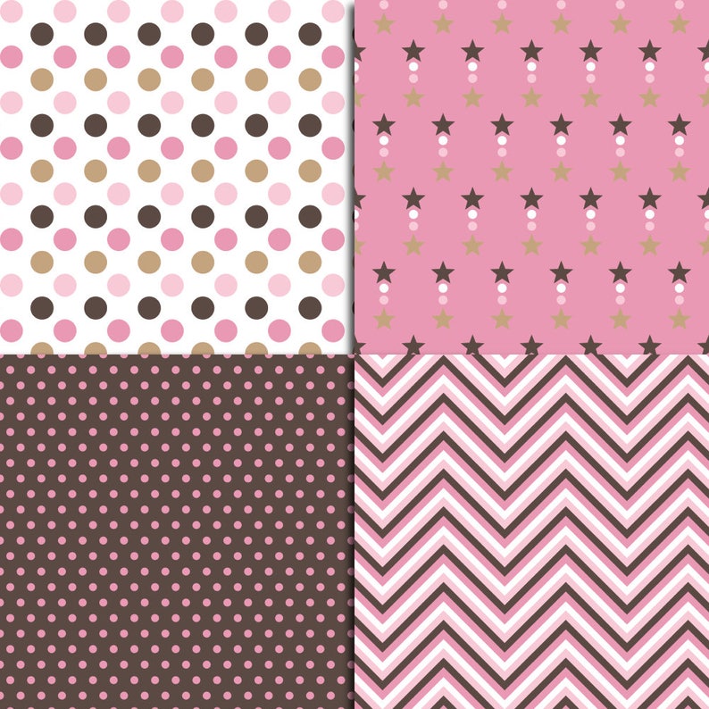 Pink and Brown Paper Digital Paper Pink Paper Pack Brown - Etsy