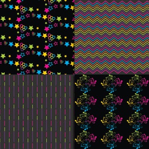 Neon Paper Pack, Neon Digital Paper, Colorful Backgrounds, Neon Party ...