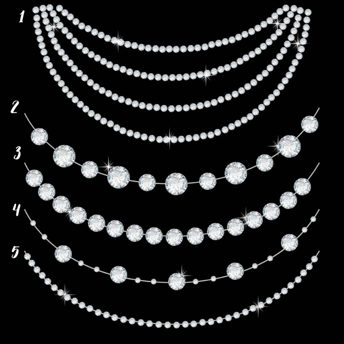 Diamond strands string of diamonds diamond clipart diamonds | Etsy